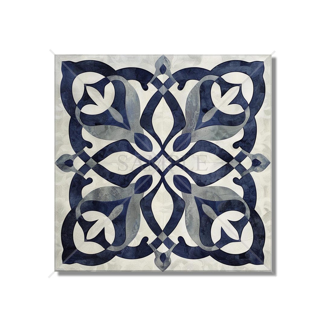 Navy Blue Ceramic Tile - Vintage Moroccan Tile Design - Kitchen ...