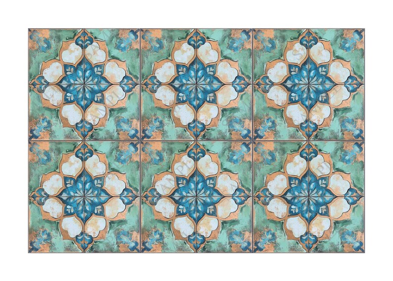Mint Green Blue Copper Ceramic Tile - Vintage Moroccan Tile Design ...