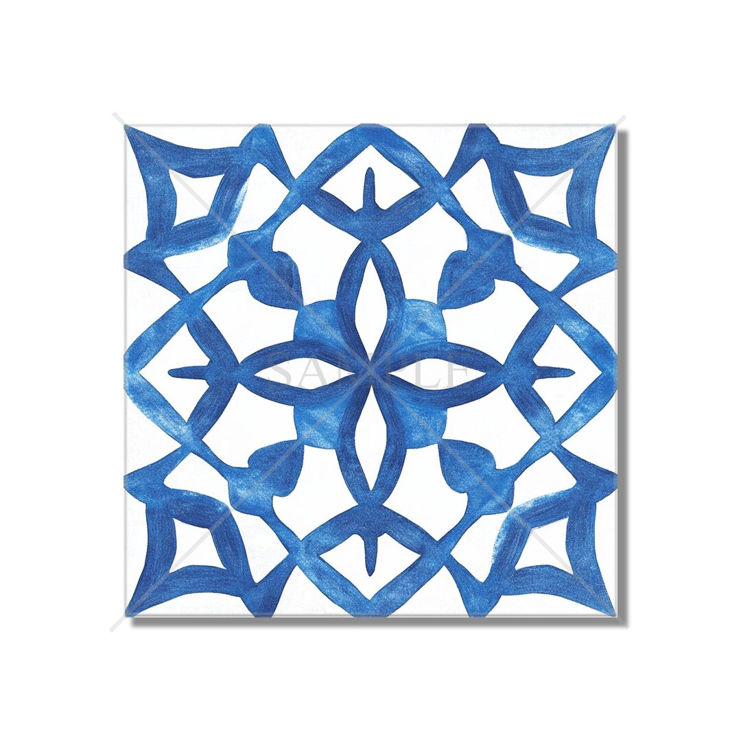 Blue and White Patterned Ceramic Tile - Unique Kitchen Backsplash Tile ...