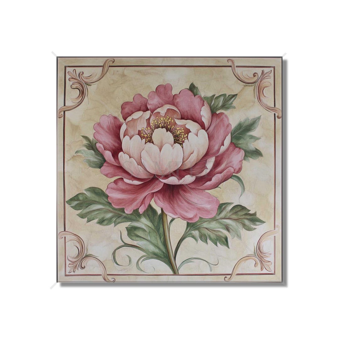 Ceramic Flower Accent Tiles Pink Floral Kitchen Backsplash Tile Floral ...