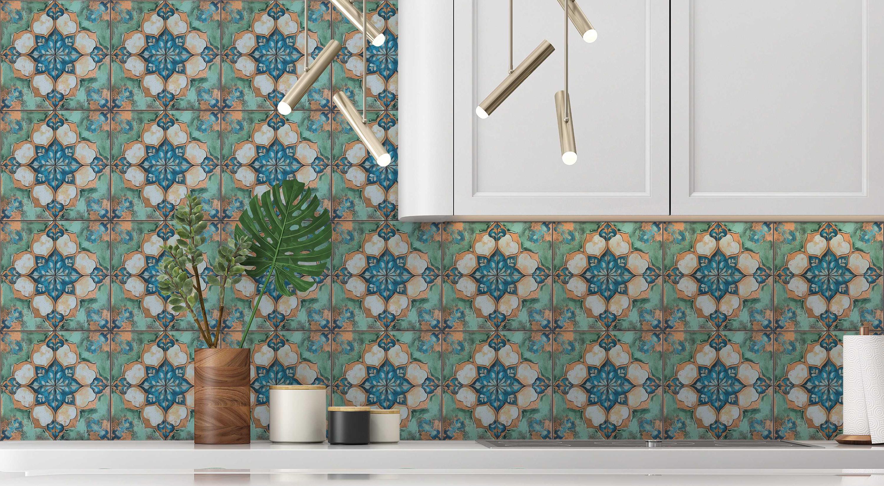 Mint Green Blue Copper Ceramic Tile - Vintage Moroccan Tile Design ...