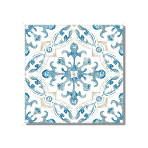 Blue Green White Patterned Ceramic Tile - Vintage Moroccan Tile Design ...