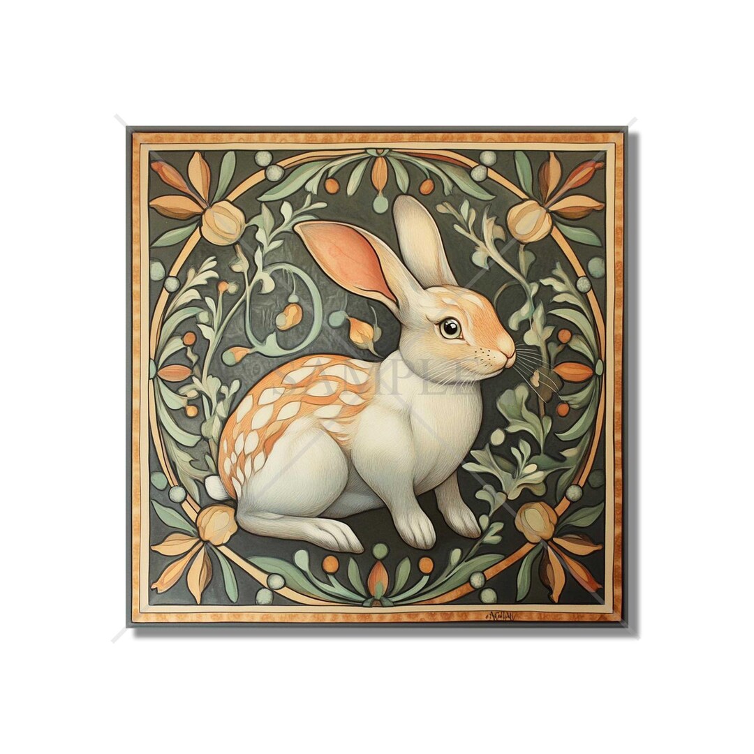 Bunny Rabbit Ceramic Tile Vintage Design Rabbit Ceramic Tile Rabbit ...