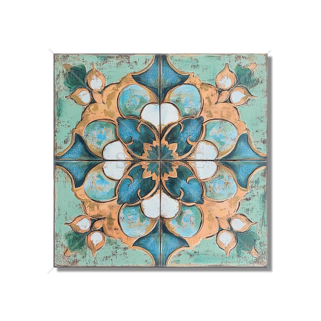 Mint Green Blue Copper Ceramic Tile - Vintage Moroccan Tile Design ...