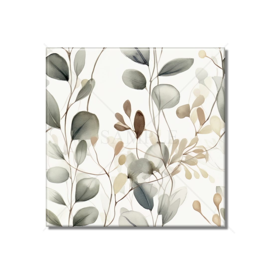 Botanical Leaves Ceramic Tile Botanical Kitchen Backsplash Tile ...