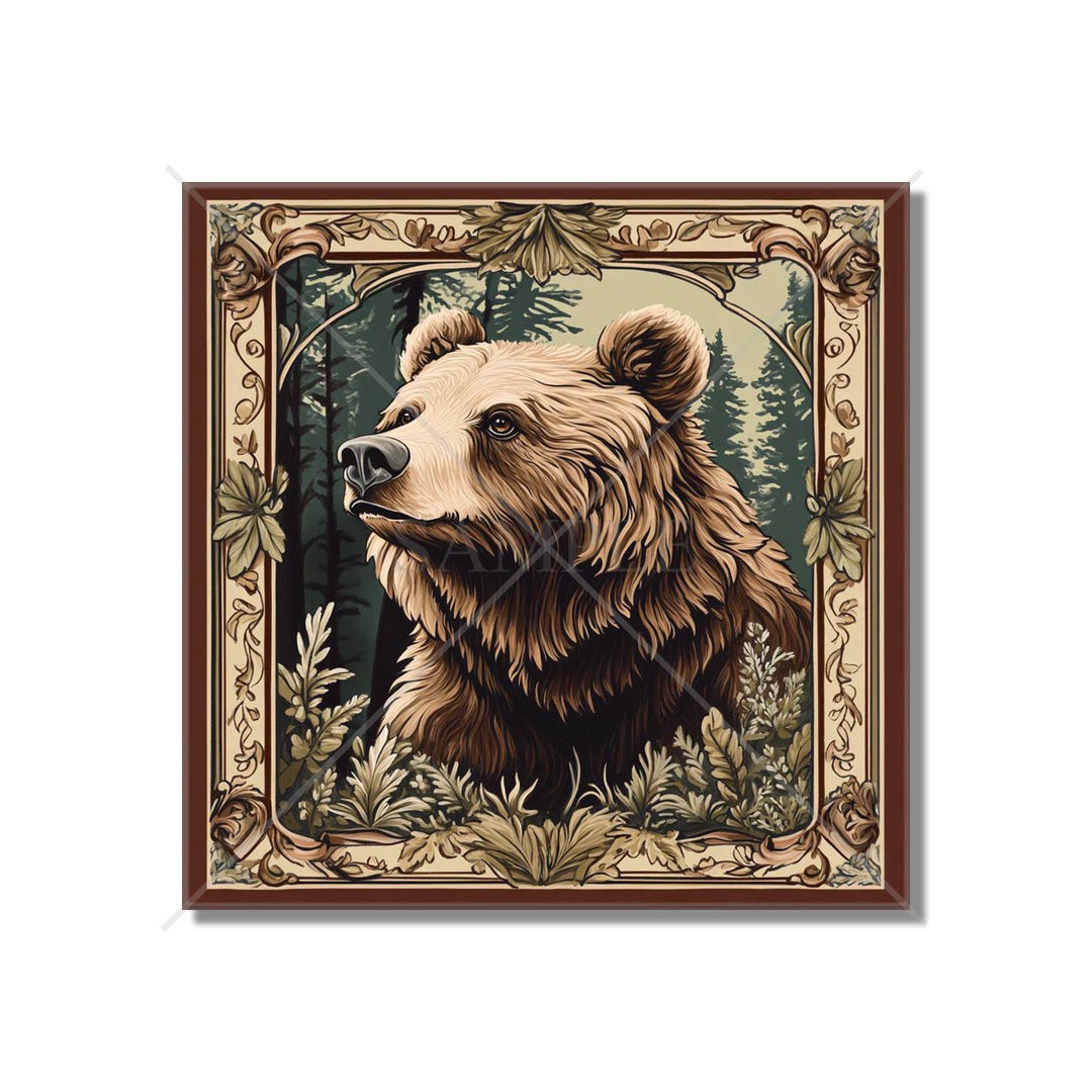 Brown Bear Design Ceramic Tile - Decorative Bear Ceramic Tiles - Animal ...