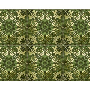 Olive Green Ceramic Tile - Vintage Moroccan Tile Design - Green Kitchen ...