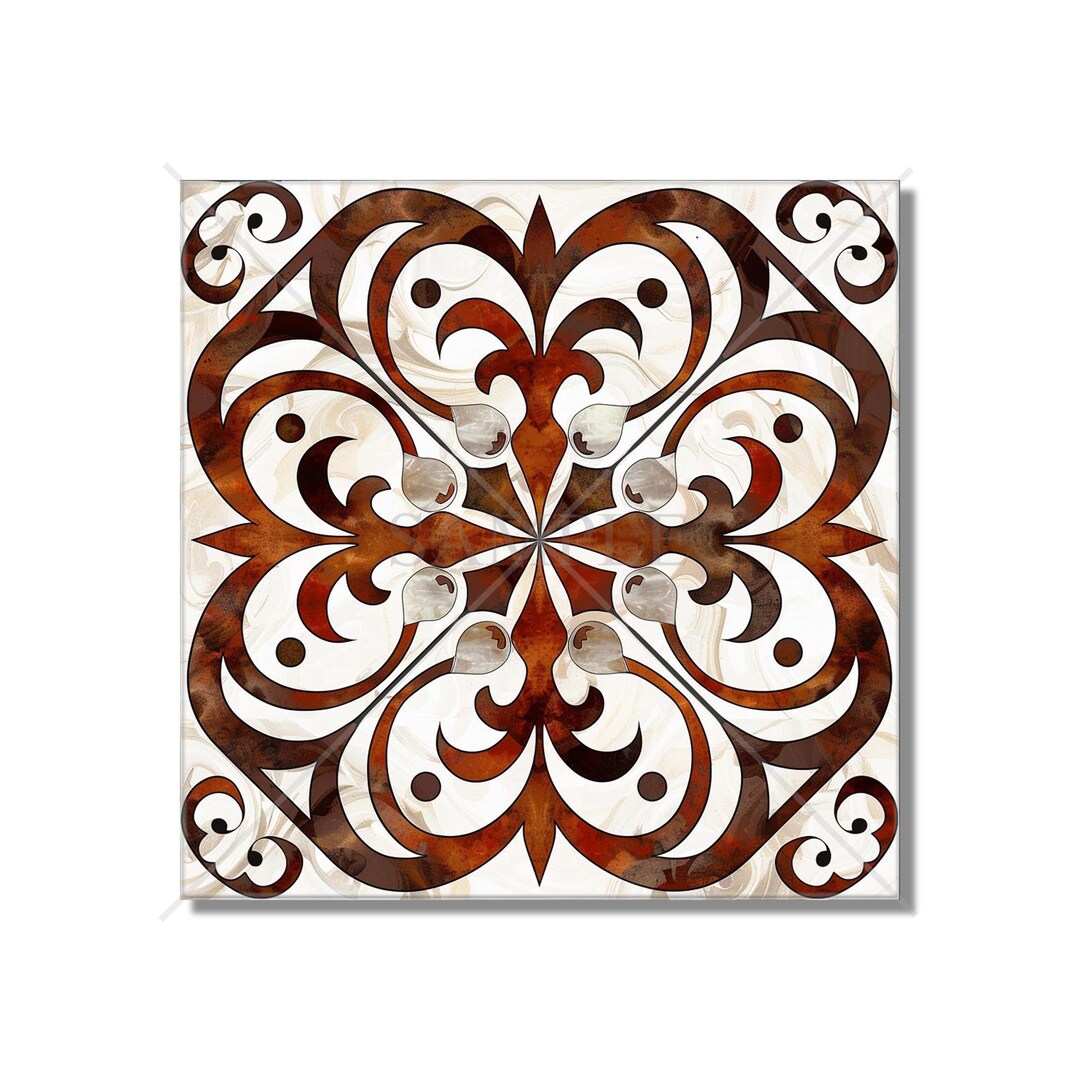 Rust Brown Patterned Ceramic Tile - Rust Brown Kitchen Backsplash Tile ...