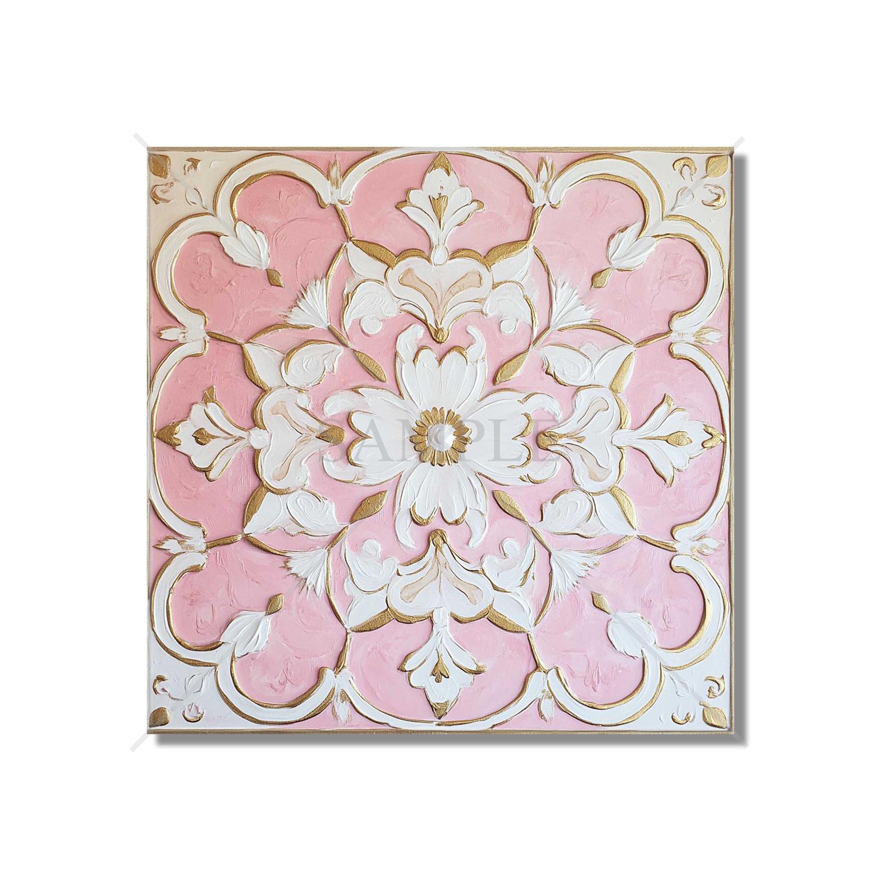Pink Ceramic Tile Pink and White Patterned Kitchen Backsplash Tile ...