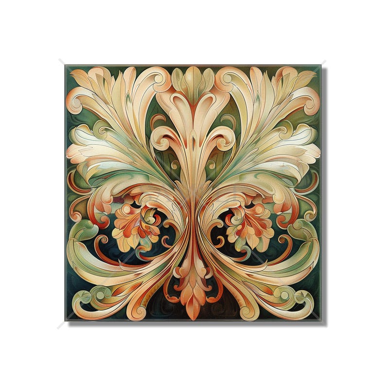Vintage Art Nouveau Design Ceramic Tile - Kitchen Backsplash Tile ...
