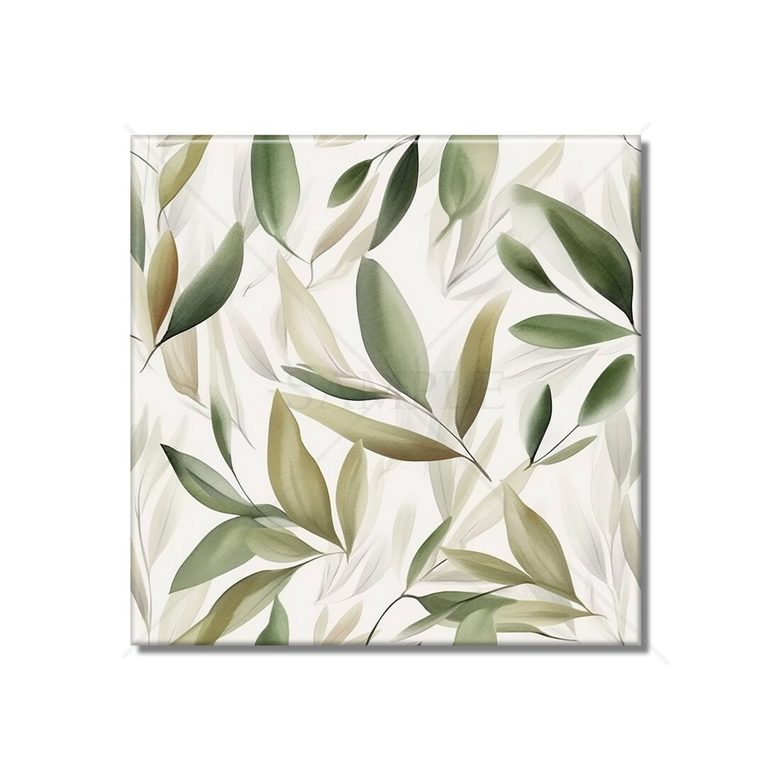 Botanical Leaves Ceramic Tile Botanical Kitchen Backsplash Tile ...