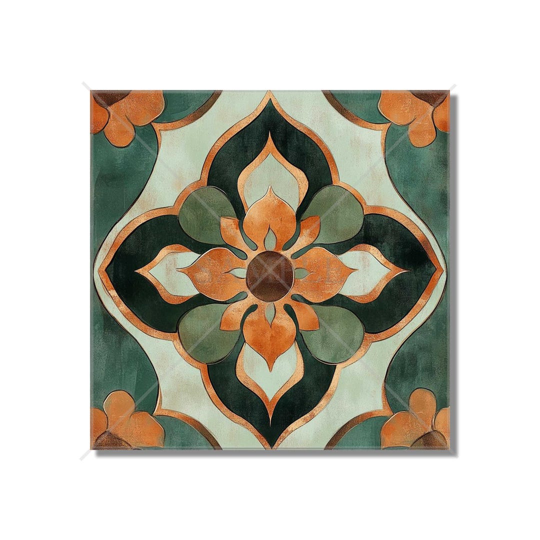 Green Copper Ceramic Tile - Vintage Aged Design Tile - Unique Green ...