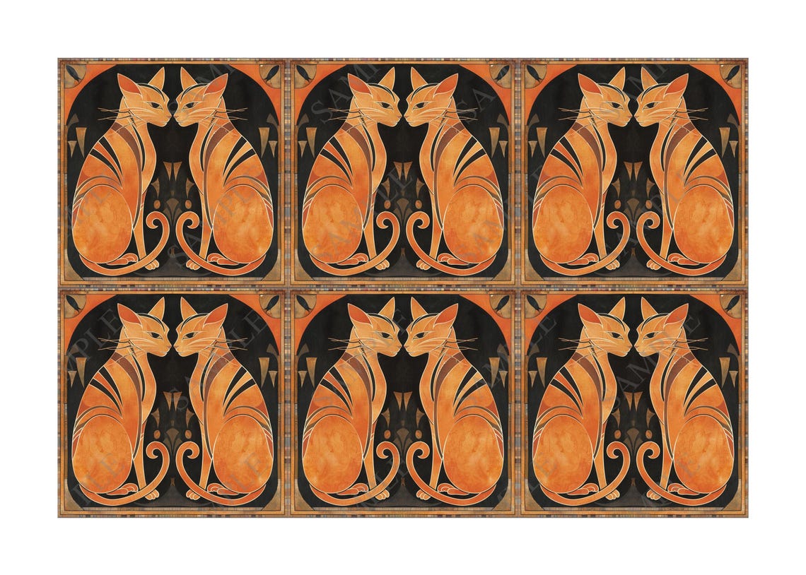 Orange Cat Design Ceramic Tile - Kitchen Backsplash and Bathroom ...