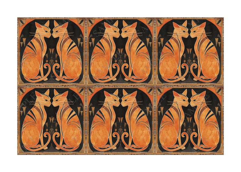 Orange Cat Design Ceramic Tile - Kitchen Backsplash and Bathroom ...
