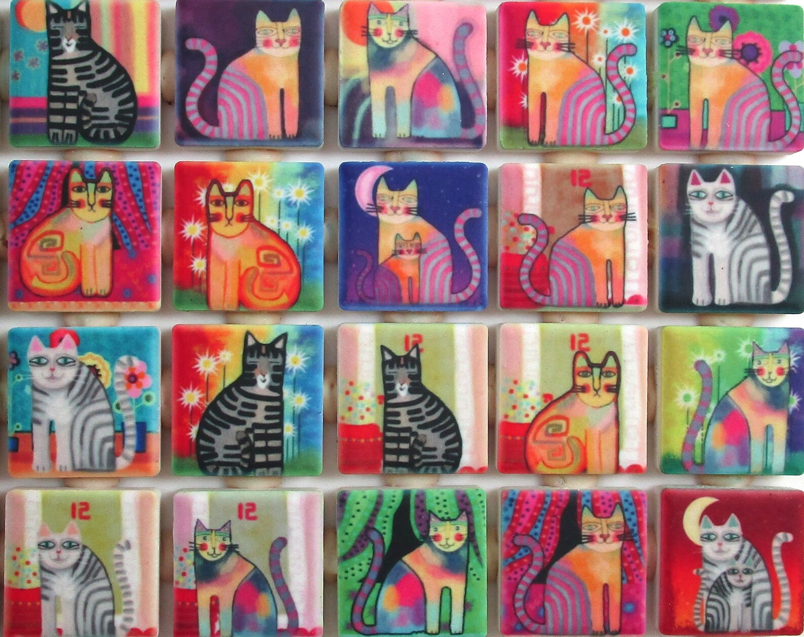 Funky Cats Art Design Cat Mosaic Tile Pieces Ceramic Mosaic - Etsy