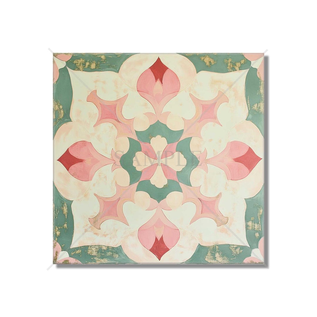 Vintage Pink and Green Design Ceramic Tile - Kitchen Backsplash Tile ...
