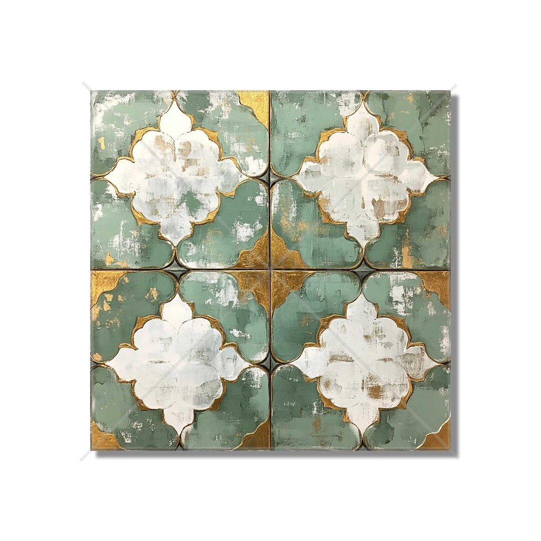 Green Patterned Ceramic Tile - Unique Patterned Green Kitchen ...