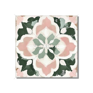 Pink and Green Vintage Design Ceramic Tile - Kitchen Backsplash Tile ...