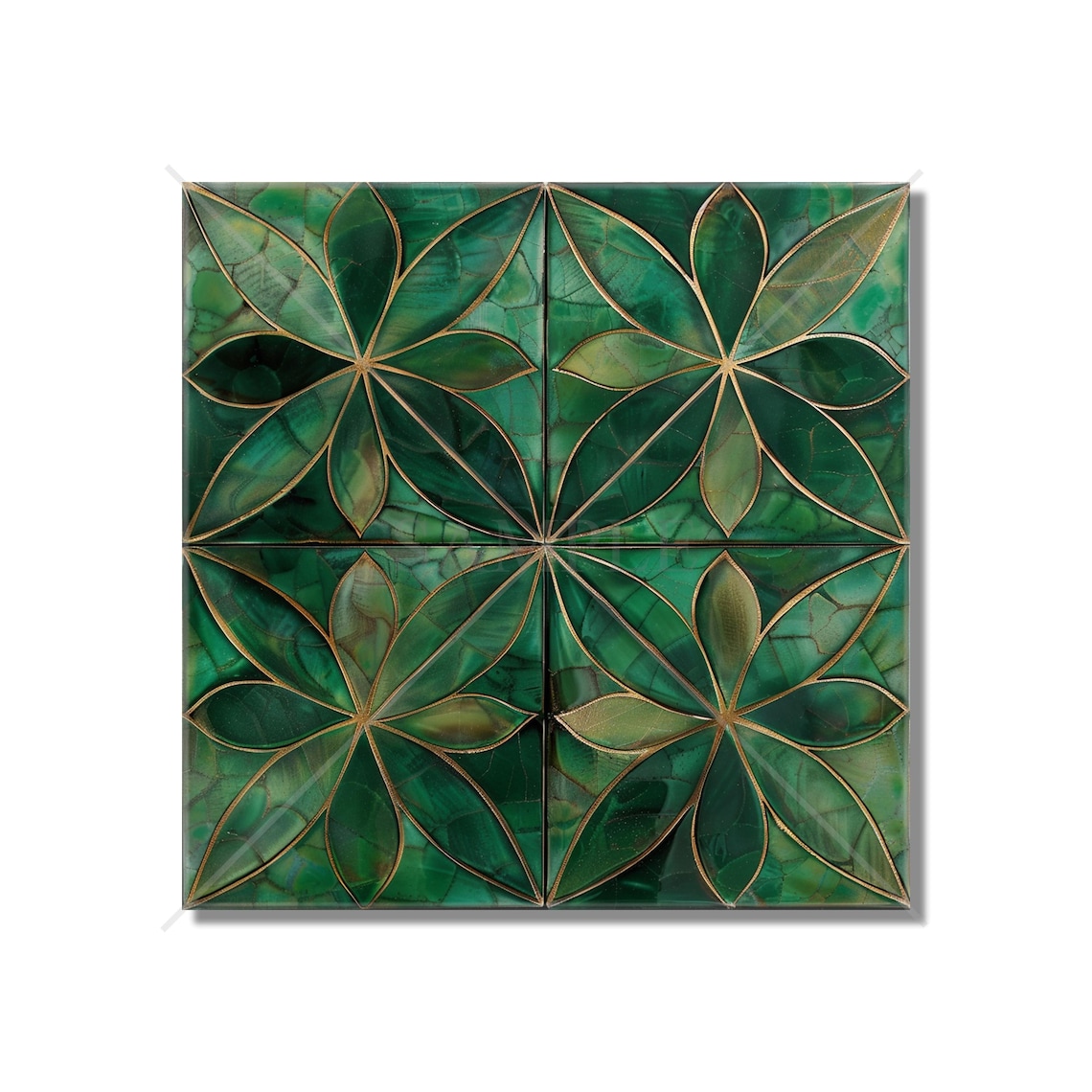 Dark Green Patterned Ceramic Tile - Green Kitchen Backsplash Tile ...