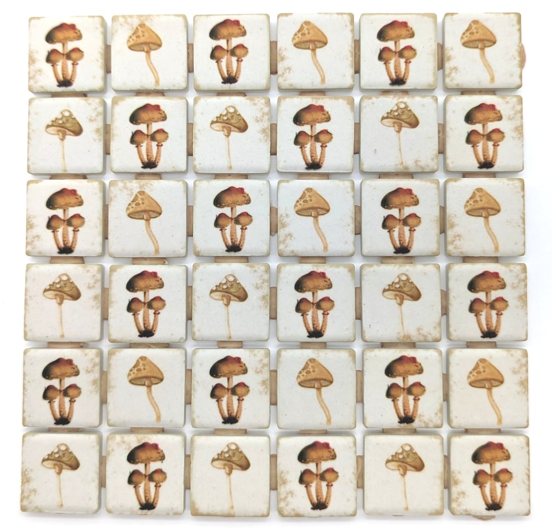 Mushrooms Toadstools Mosaic Tile Pieces - Ceramic Mosaic Tiles - 36 ...
