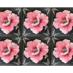 Ceramic Flower Accent Tiles Pink Floral Kitchen Backsplash Tile ...