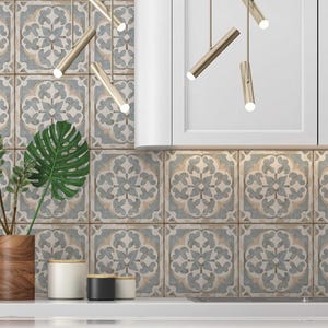 Antique Blue Beige Ceramic Tile Patterned Kitchen Backsplash Tiles ...