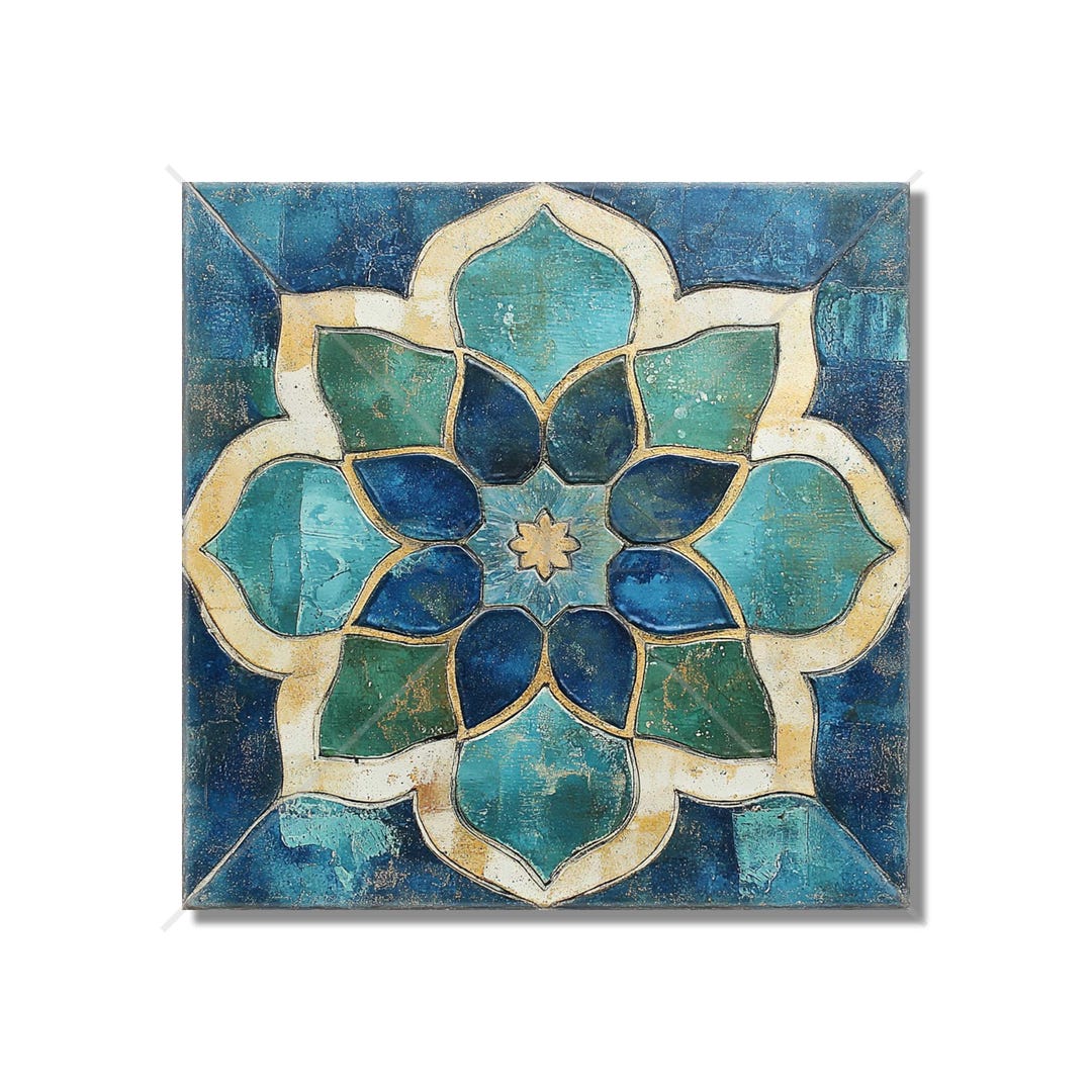 Blue Green Turquoise Ceramic Tile - Vintage Moroccan Tile Design ...
