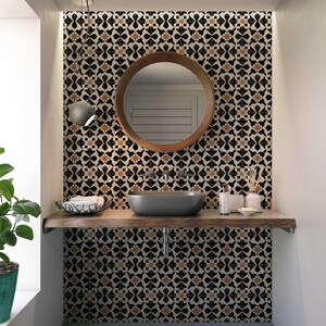 Black Brown Tan Patterned Ceramic Tile - Unique Kitchen Backsplash Tile ...