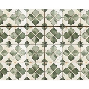 Green Patterned Ceramic Tile - Unique Patterned Green Kitchen ...