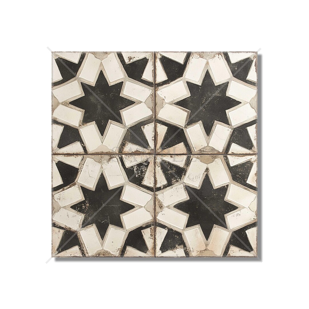 Rustic Black and off White Ceramic Tile - Patterned Ceramic Tile ...