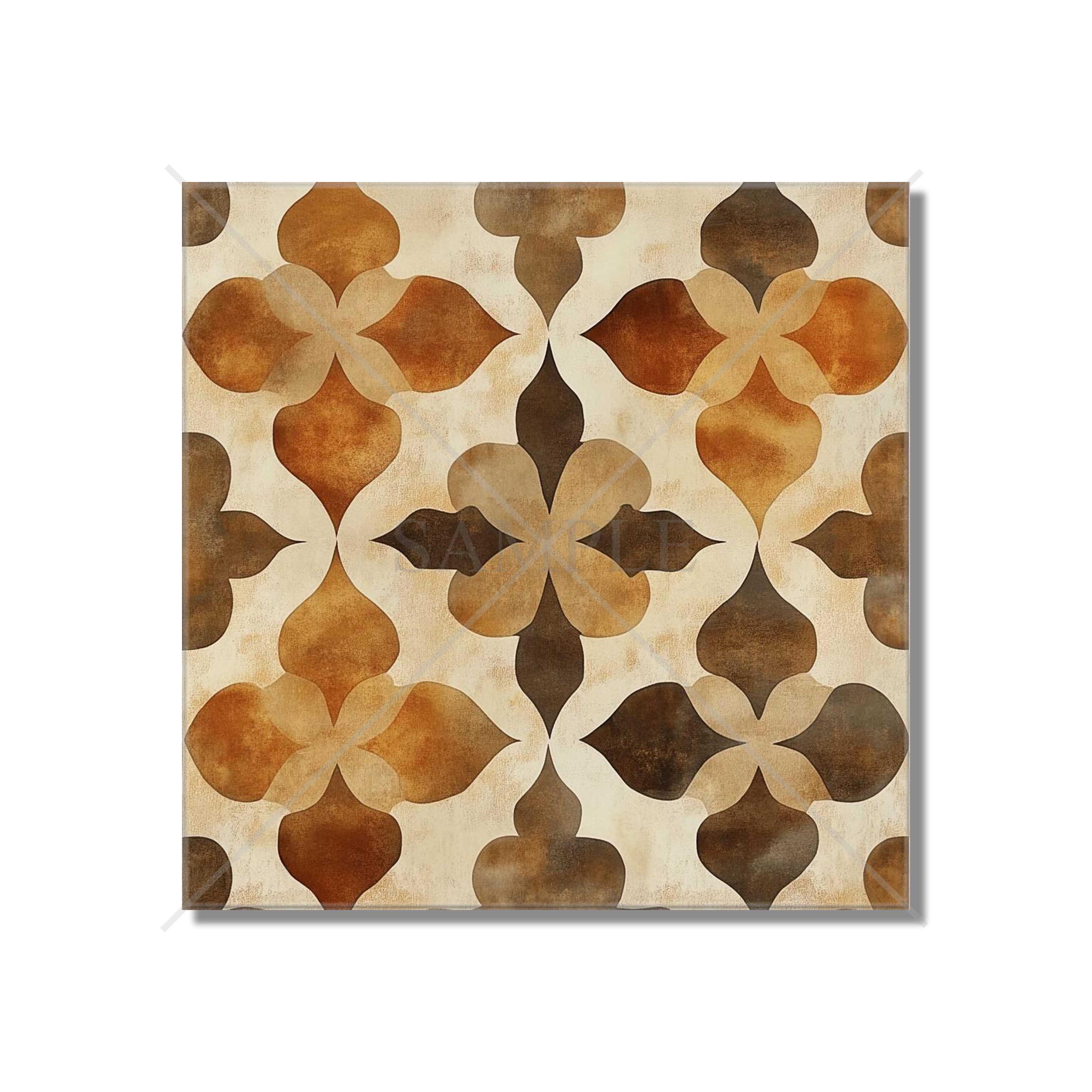 Patterned Ceramic Tile - Warm Browns Kitchen Backsplash Tile - Unique ...