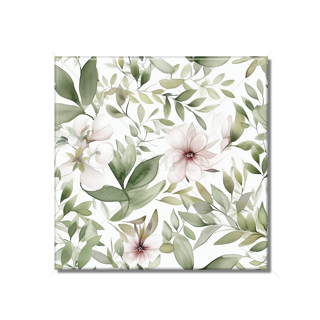Botanical Floral Ceramic Tile Botanical Kitchen Backsplash Tile ...