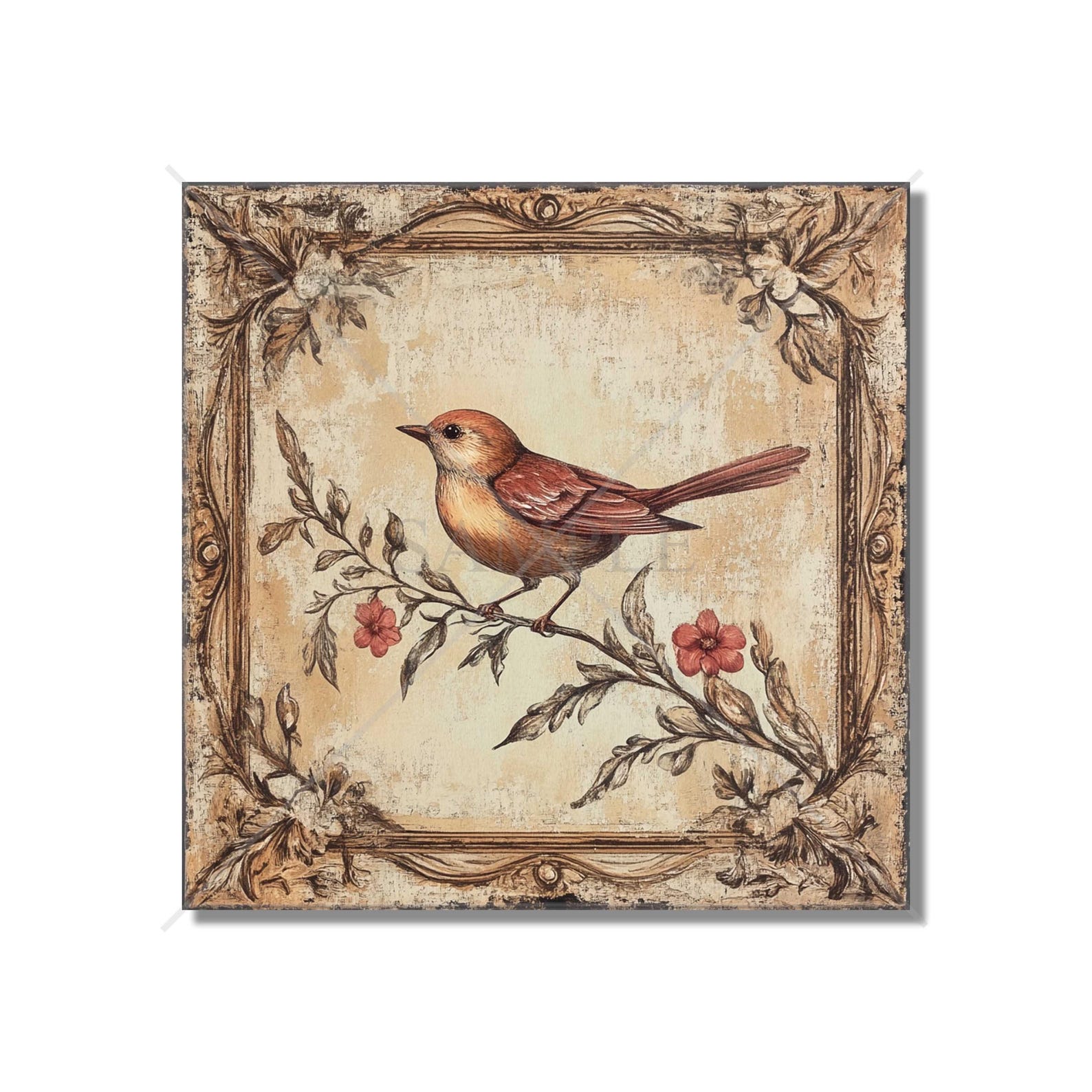 Vintage Bird Design Ceramic Tile - Ceramic Tiles With Birds - Bird ...