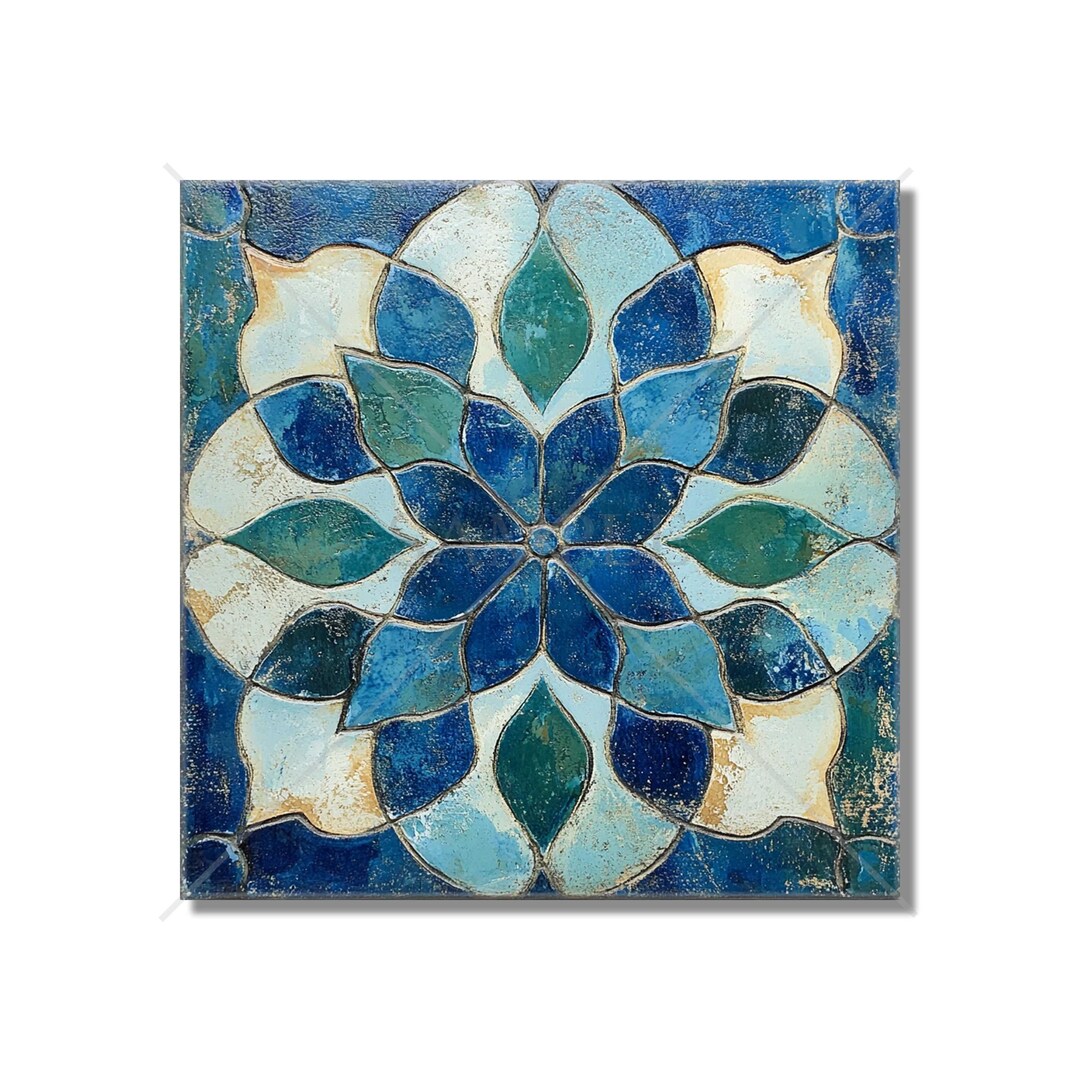 Blue Green Turquoise Ceramic Tile - Vintage Moroccan Tile Design ...