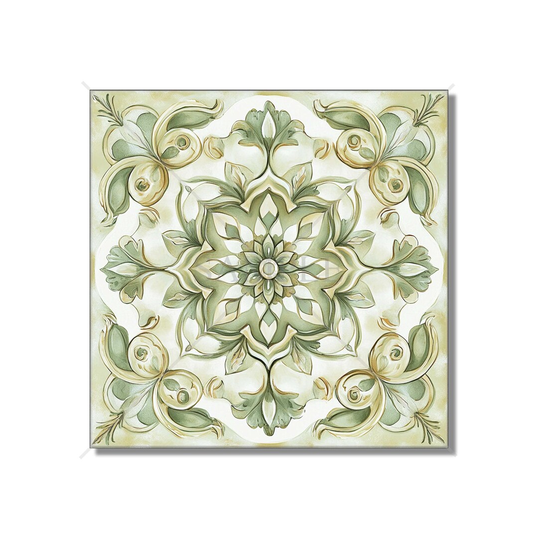 Light Green Ceramic Tile Vintage Design Tile - Light Green Kitchen ...