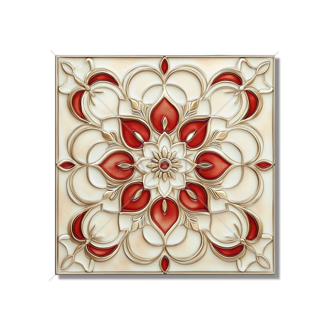 Red Cream Decorative Ceramic Tile - Unique Red Kitchen Backsplash Tiles ...