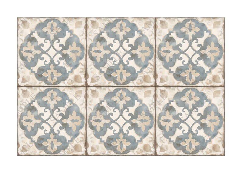 Antique Blue Beige Ceramic Tile Patterned Kitchen Backsplash Tiles ...
