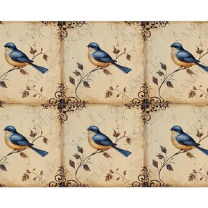 Vintage Bird Design Ceramic Tile - Ceramic Tiles With Birds - Blue Bird ...