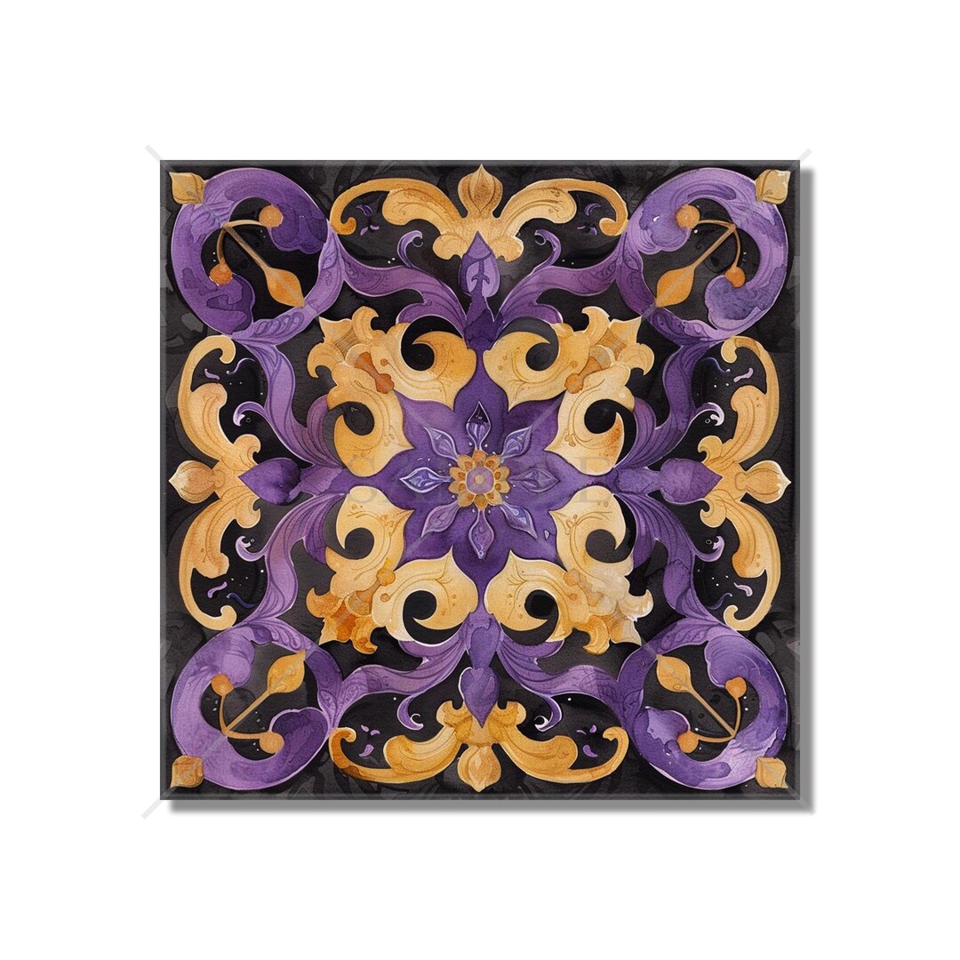 Purple and Gold Ceramic Tile - Purple Kitchen Backsplash Tile - Purple ...