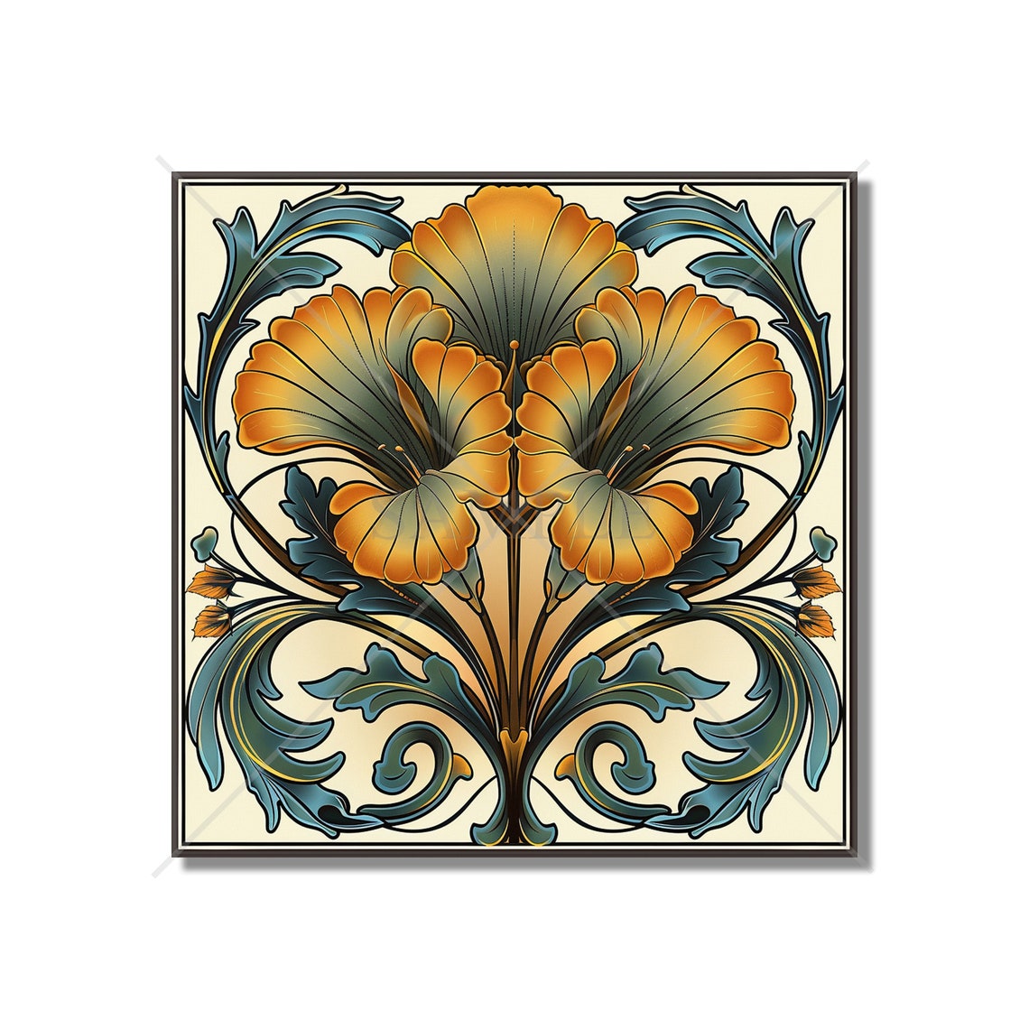 Vintage Art Nouveau Ginkgo Design Ceramic Tile - Patterned Kitchen ...