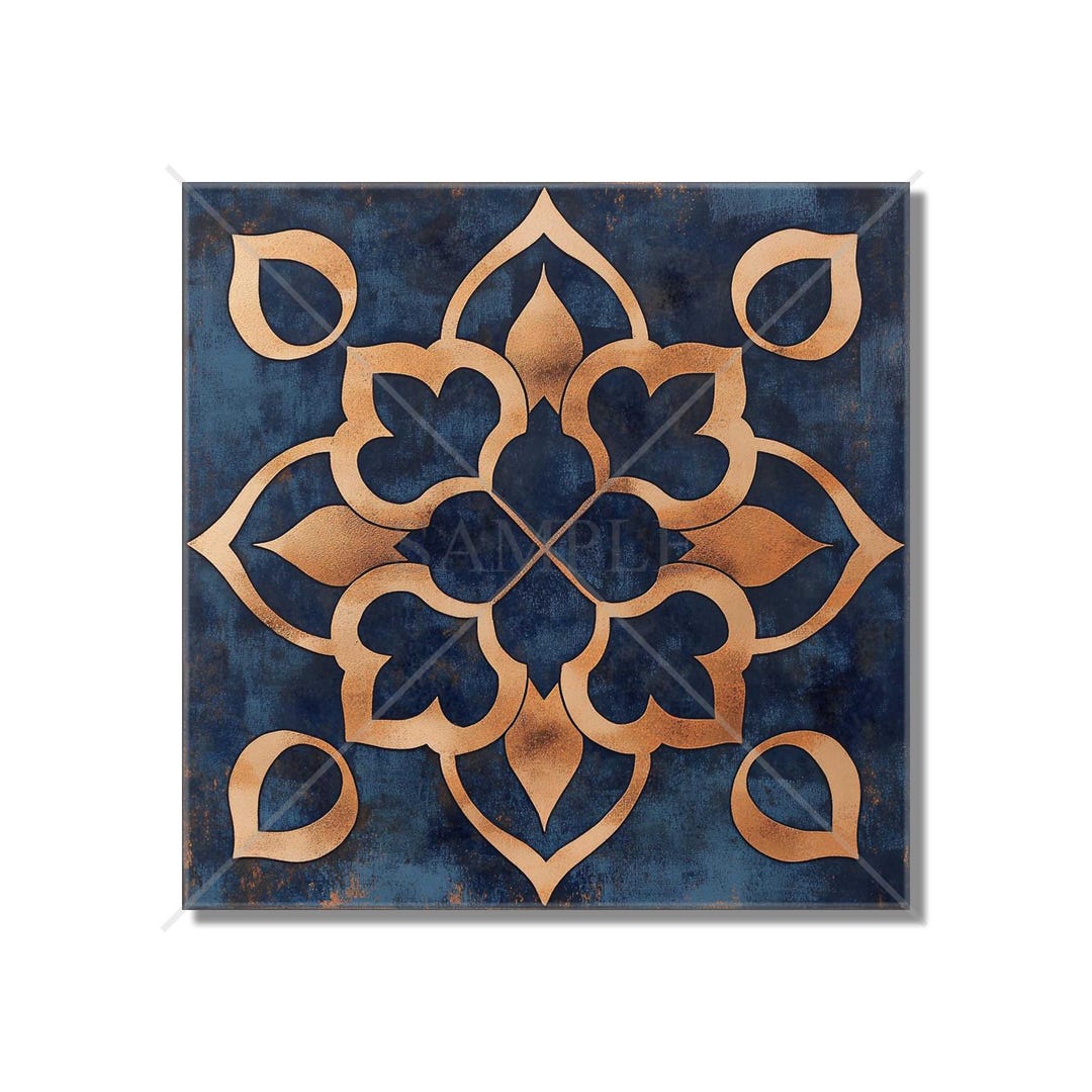 Dark Blue Patterned Ceramic Tile Kitchen Backsplash Tile Bathroom Wall ...