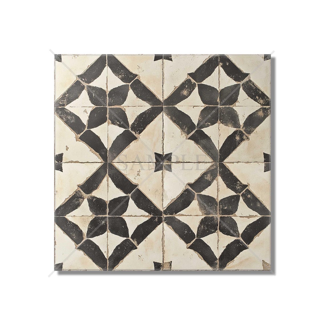 Rustic Black and off White Ceramic Tile - Patterned Ceramic Tile ...