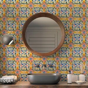 Multi Colored Bright Colors Patterned Ceramic Tile Kitchen Backsplash ...