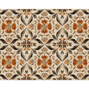 Warm Colors Botanical Ceramic Tile Patterned Kitchen Backsplash Tile ...