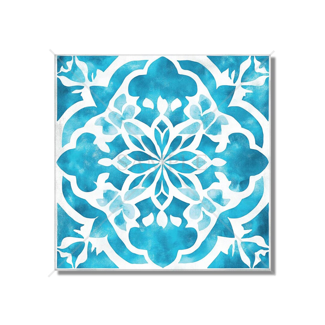 Aqua Blue Patterned Ceramic Tile - Unique Kitchen Backsplash Tile ...