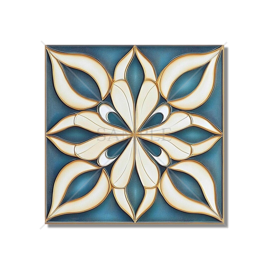 Ceramic Tile Blue Cream Patterned Tiles Unique Kitchen Backsplash Tile ...