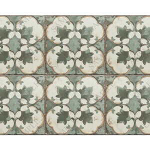 Ceramic Tile Sage Green Patterned Vintage Design Kitchen Backsplash ...