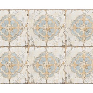 Aged Blue Beige Ceramic Tile Vintage Aged Design Tile - Unique ...