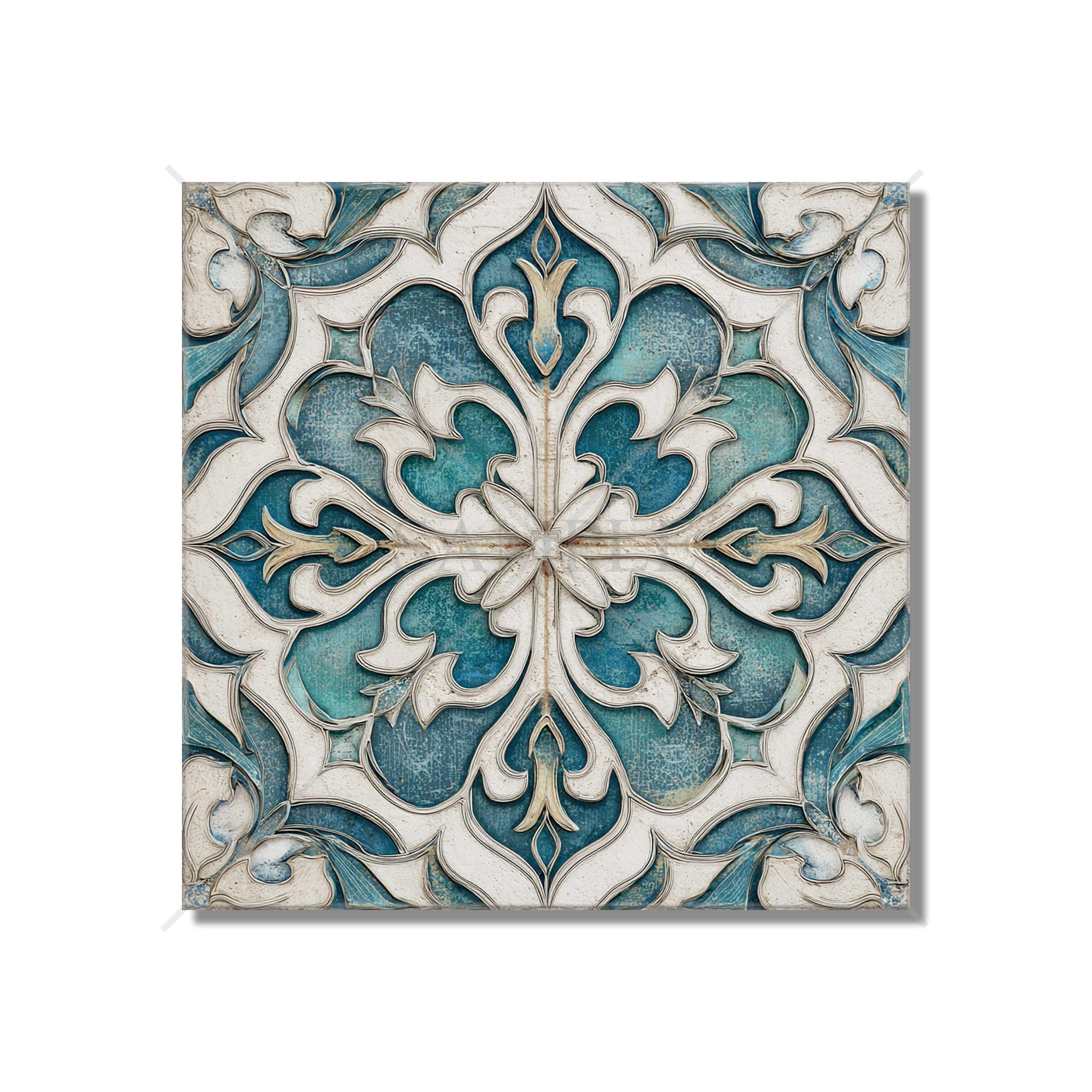 Aged Blue Green Ceramic Tile - Vintage Tile Design - Blue Kitchen ...