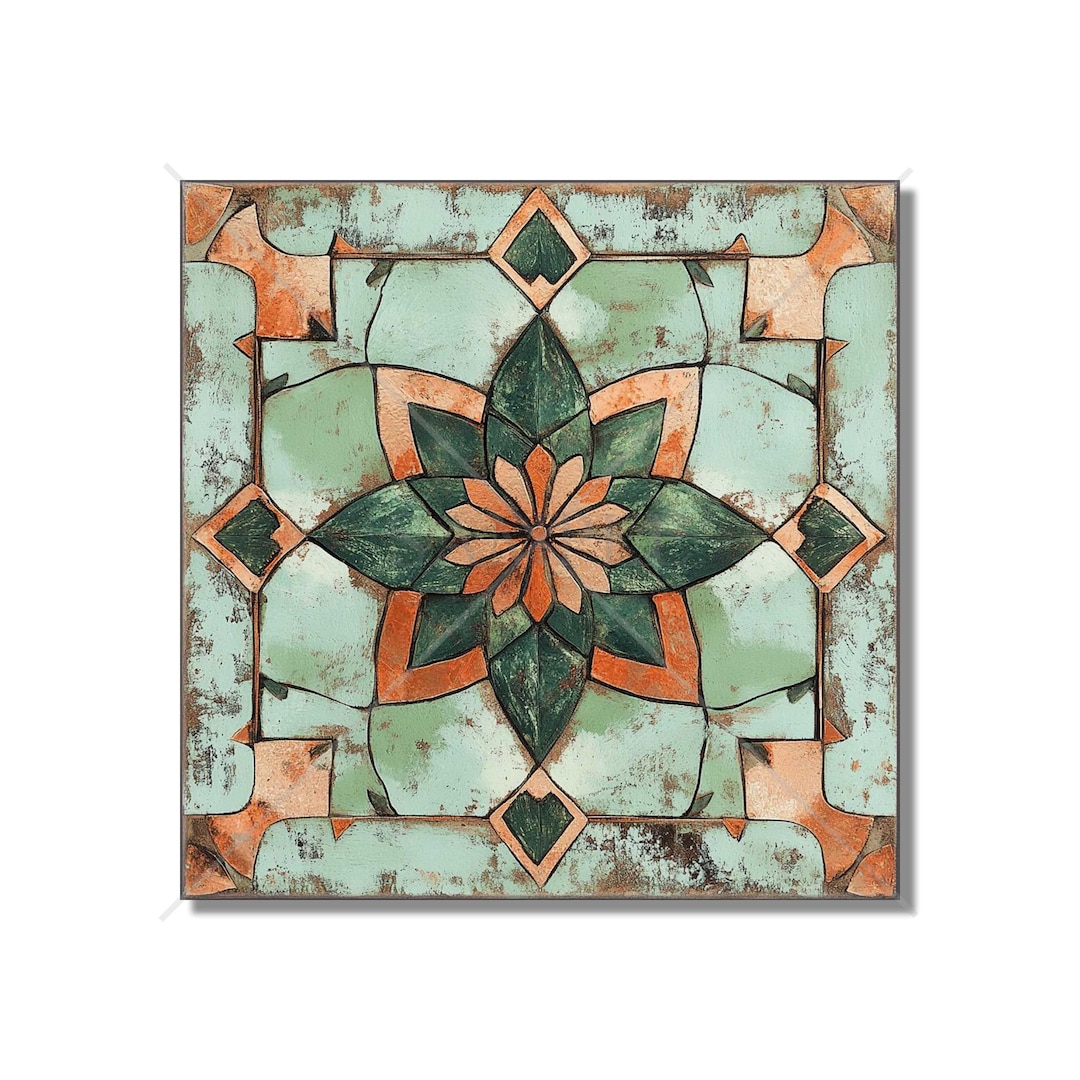 Green Copper Ceramic Tile - Vintage Aged Design Tile - Unique Green ...